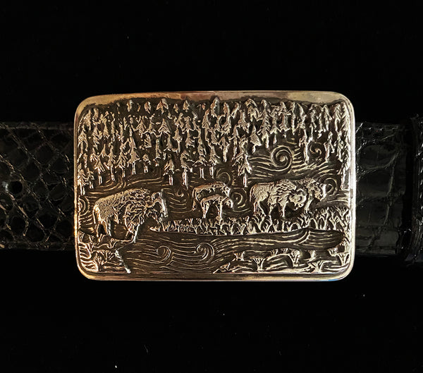 Colorado Limited Edition Sterling Silver Buckle with Chocolate Allig JohnAllenWoodward